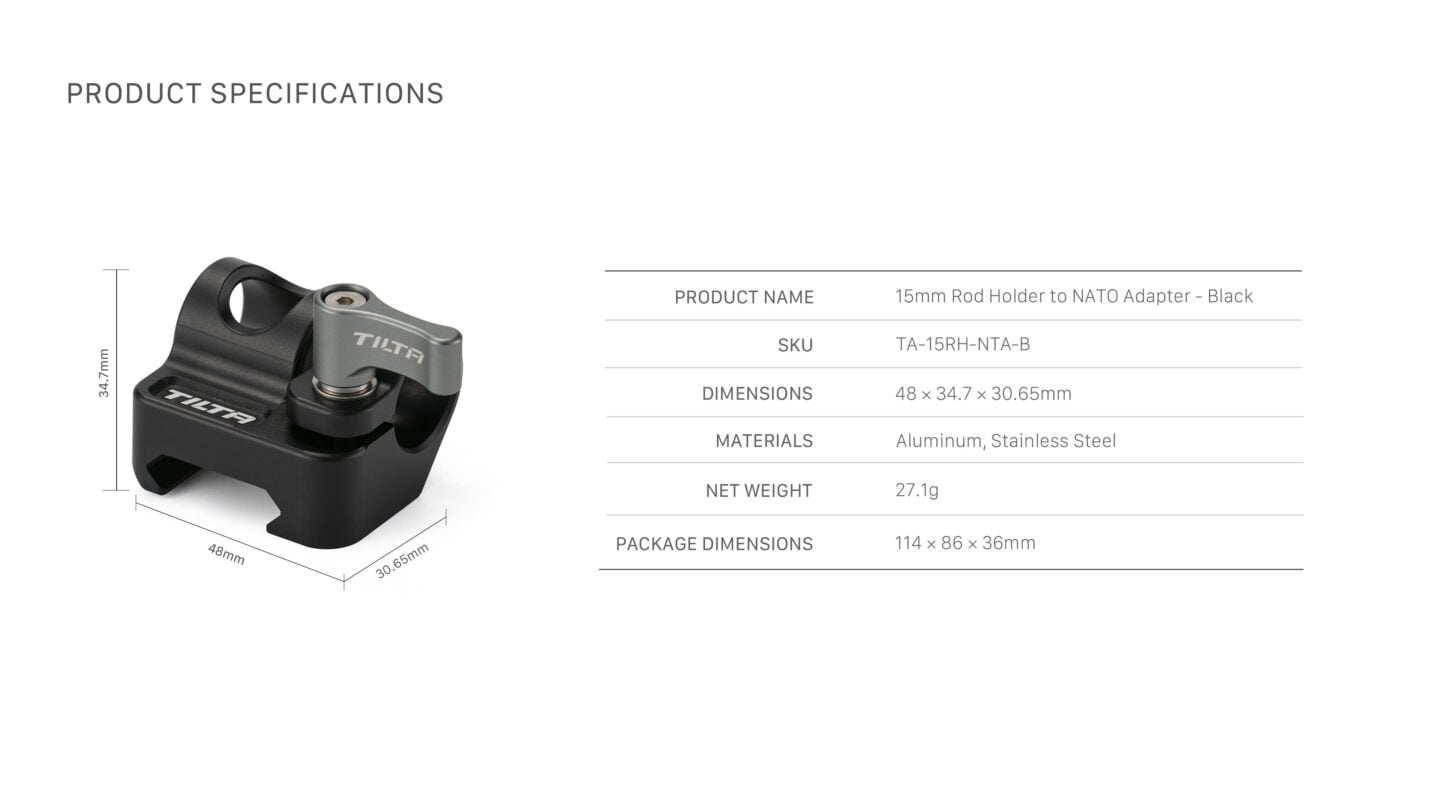 15mm Rod Holder to NATO Adapter - Black | Tilta