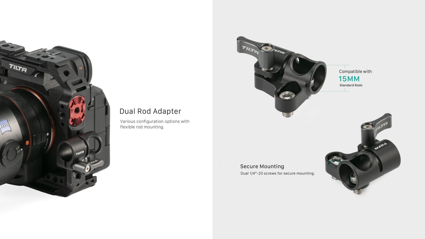 15mm Rod Holder to Dual 1/4″-20 Adapter - Black | Tilta