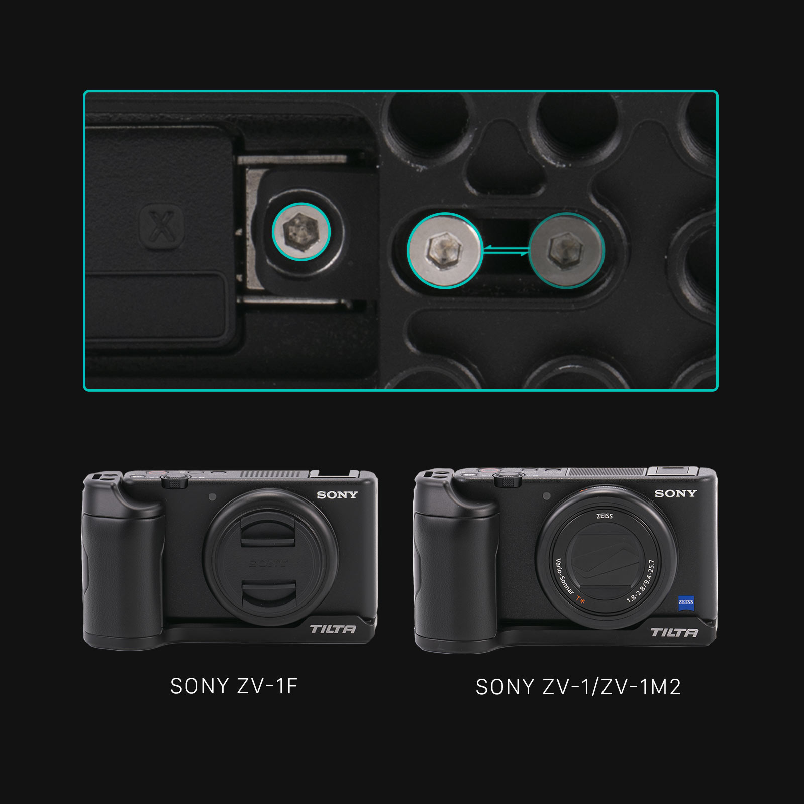 Mounting Baseplate with Grip for Sony ZV-1 / ZV-1F / ZV-1M2- Black | Tilta