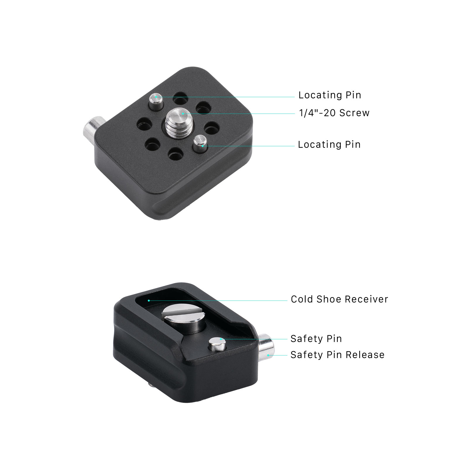 Tilta Cold Shoe Receiver Adapter with Locking Pin - Black | Tilta