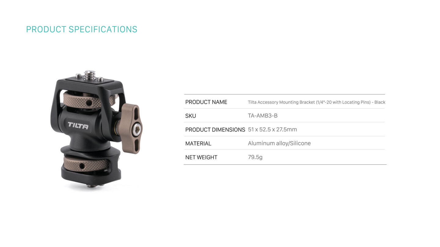 Tilta Accessory Mounting Bracket - Black | Tilta
