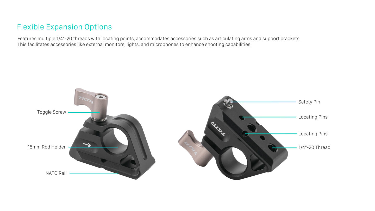 Tilta 15mm Rod Holder to NATO Rail Attachment - Black | Tilta